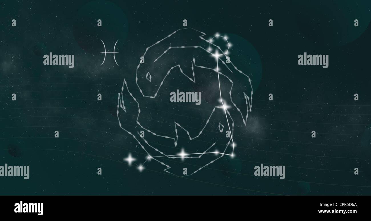 Image of pisces star sign with glowing stars Stock Photo - Alamy