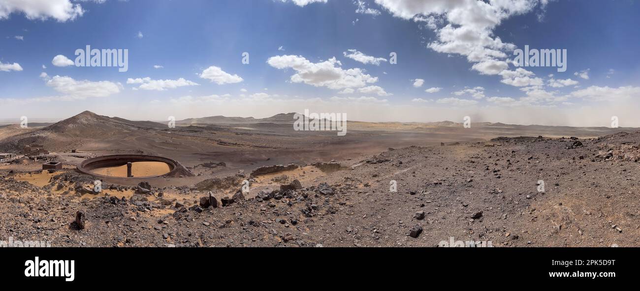 Merzouga, Morocco, Africa: panoramic view in the Sahara desert at the ...
