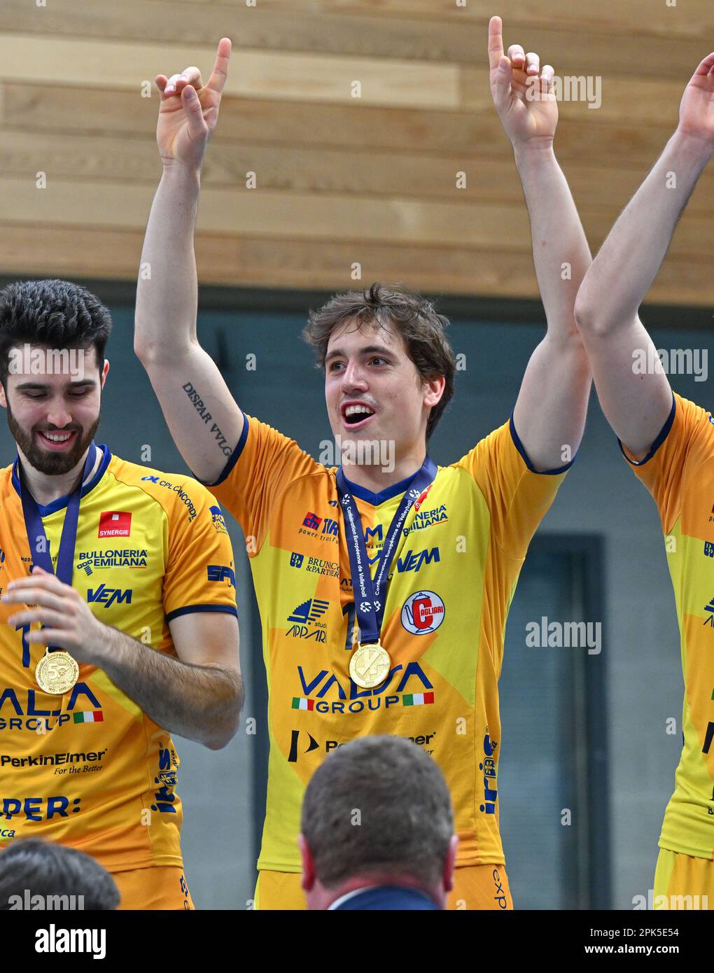 players of Modena with Tomas Rousseaux (14) of Modena pictured ...