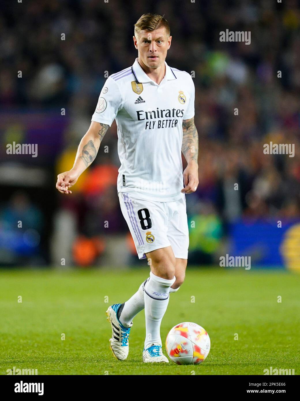 Barcelona, Spain. April 5, 2023, Toni Kroos of Real Madrid during Copa ...
