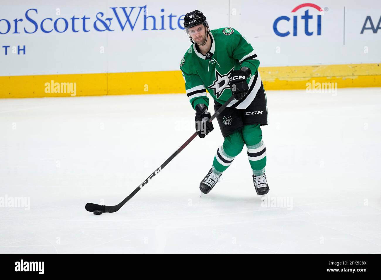 Dallas Stars defenseman Colin Miller makes a pass durign an NHL hockey ...