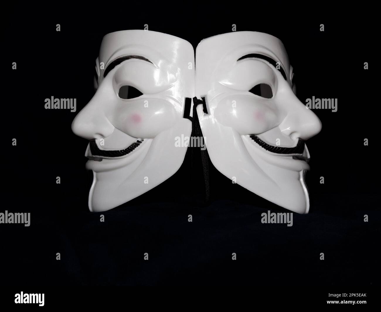 Two Guy Fawkes masks lying back to back Stock Photo - Alamy