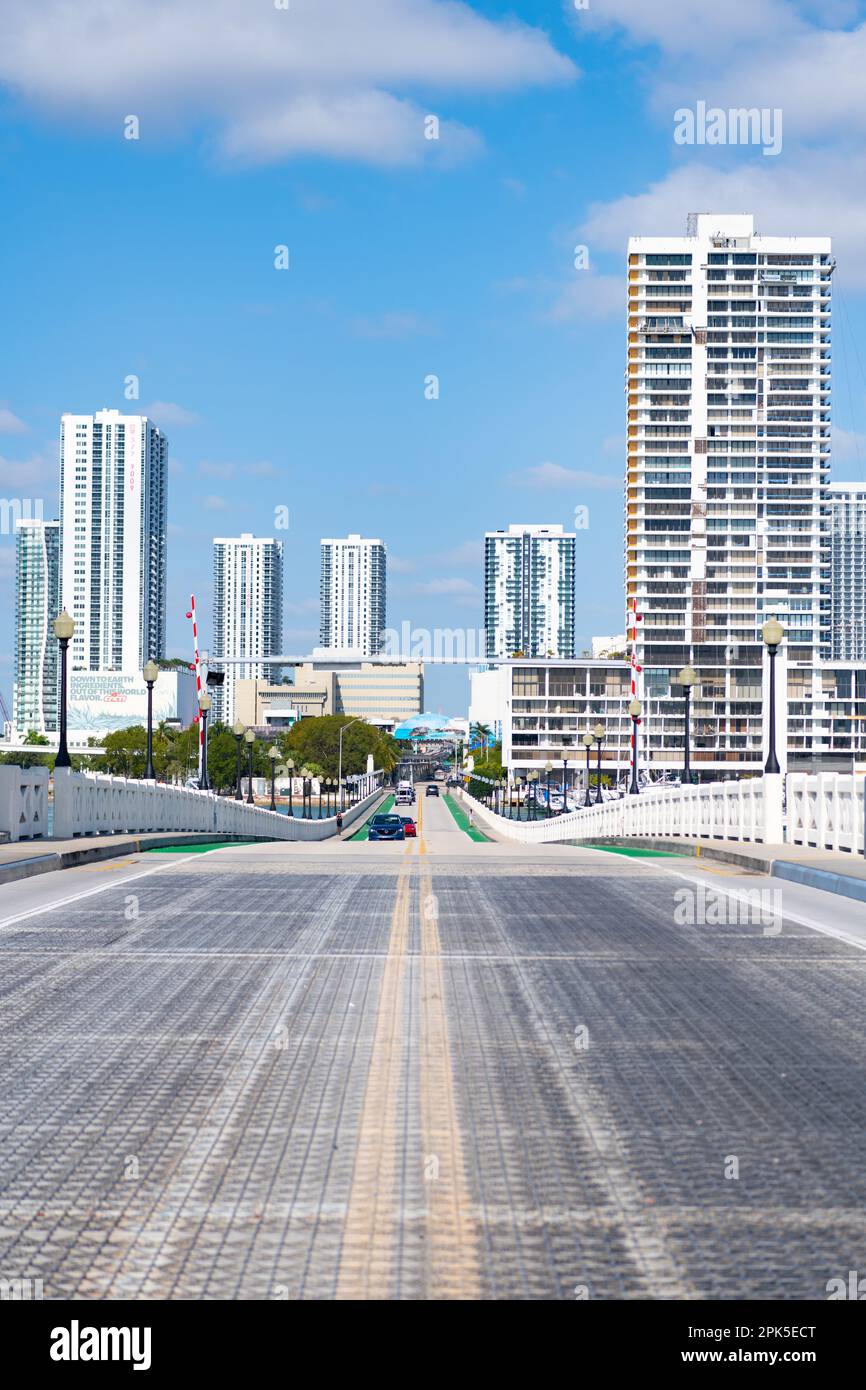 Miami, Florida USA - April 15, 2021: cityscape destination with highway ...