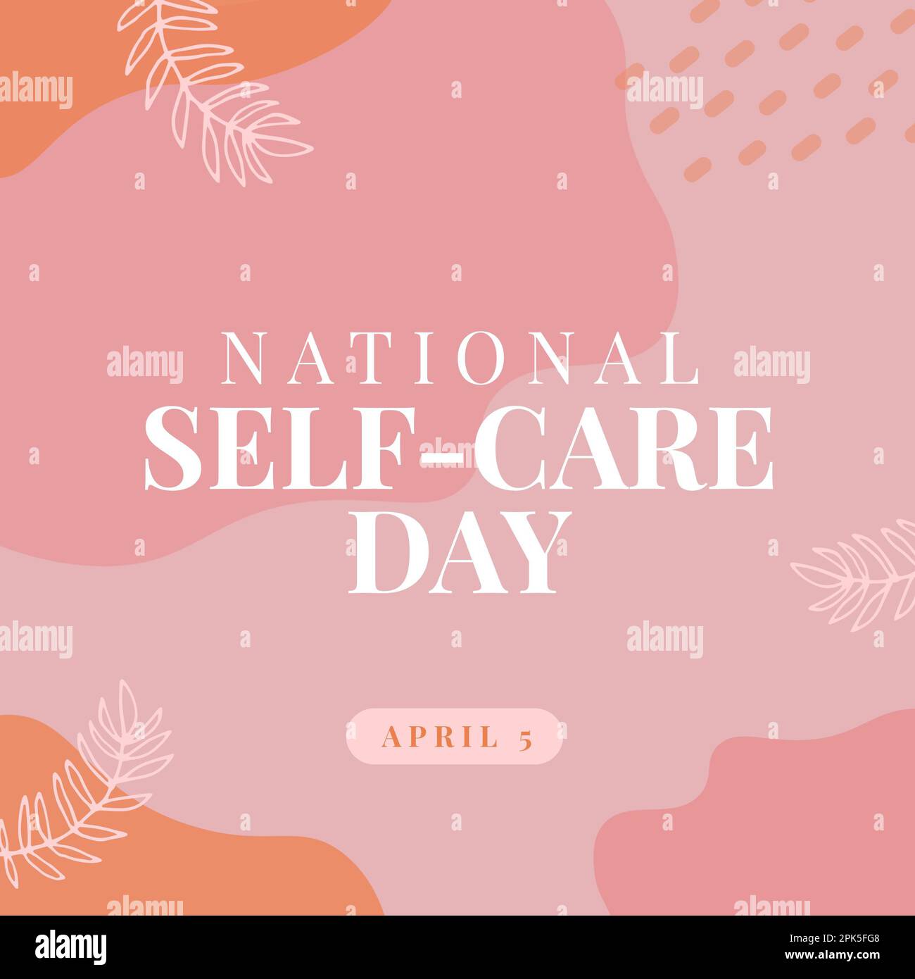 Composition of national self-care day text with shapes on pink ...