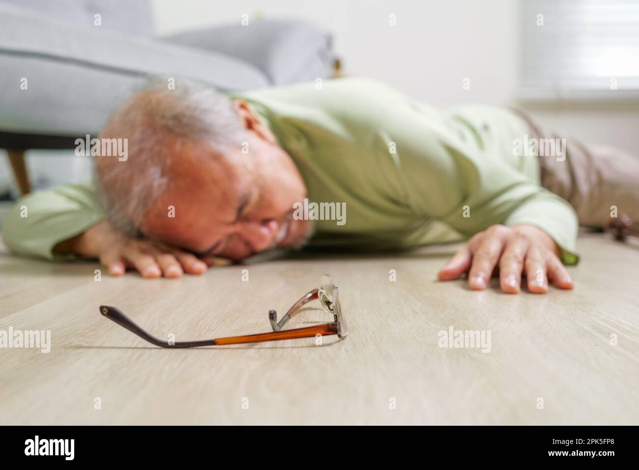 Elderly people accident slip and fall, Accident of senior slip and fall to floor Stock Photo - Alamy