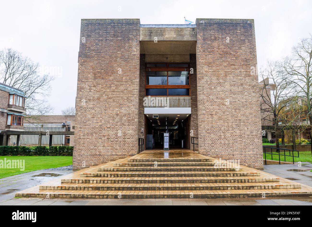 The entrance to Churchill College, part of the University of Cambridge ...