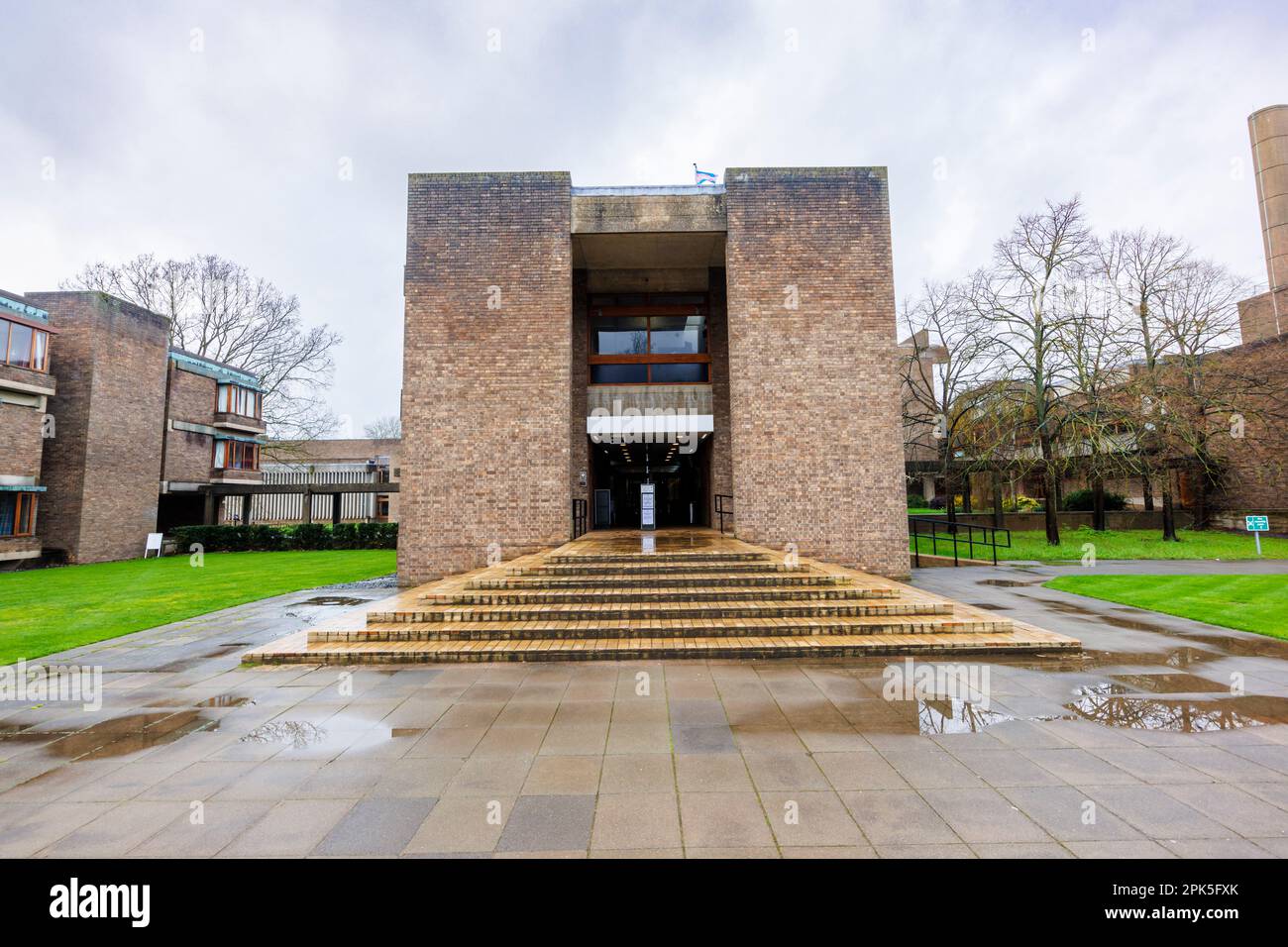 The entrance to Churchill College, part of the University of Cambridge ...