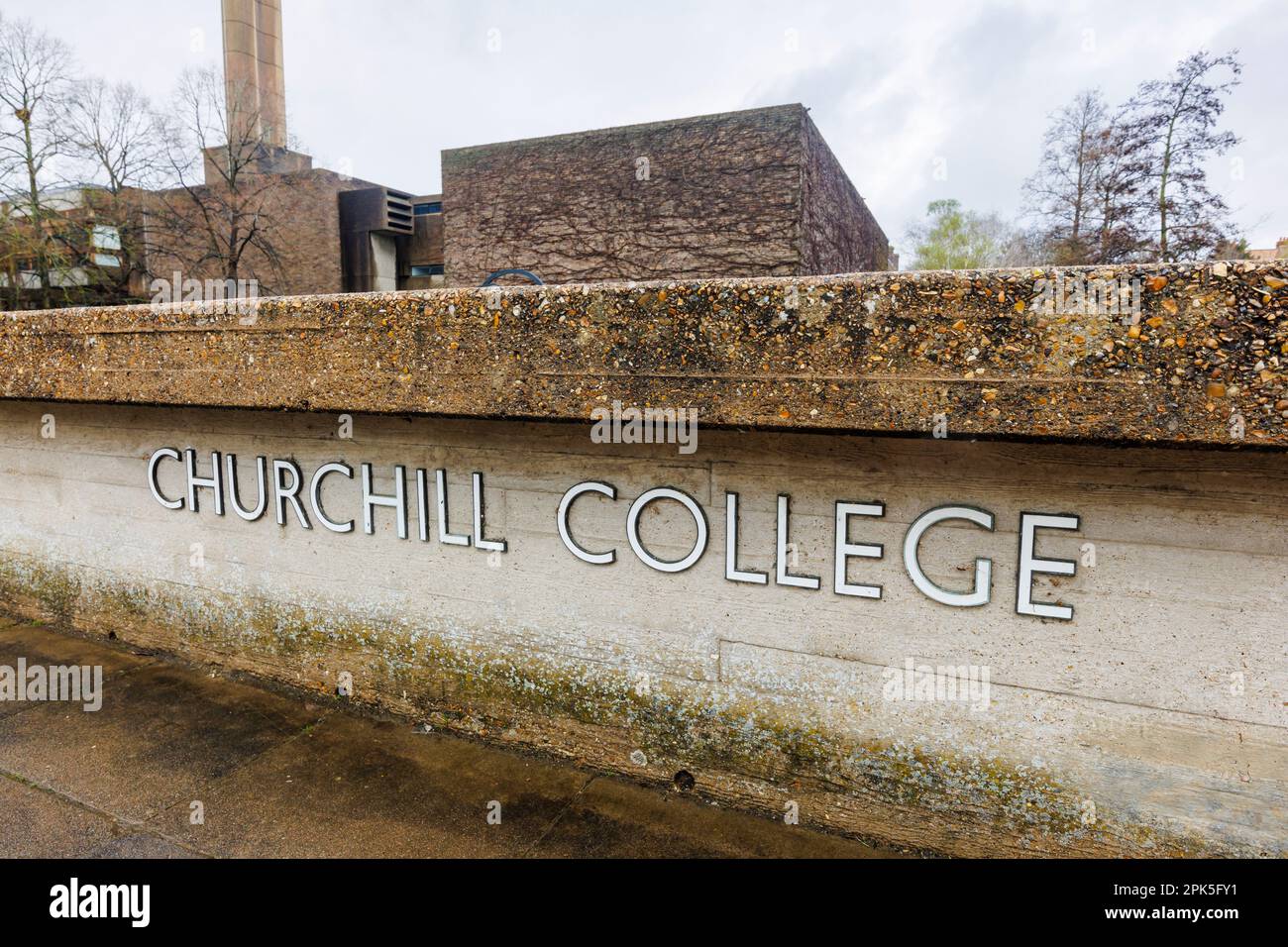 The name at the entrance to Churchill College, part of the University ...