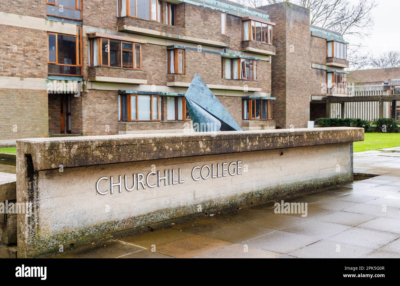 The name at the entrance to Churchill College, part of the University ...