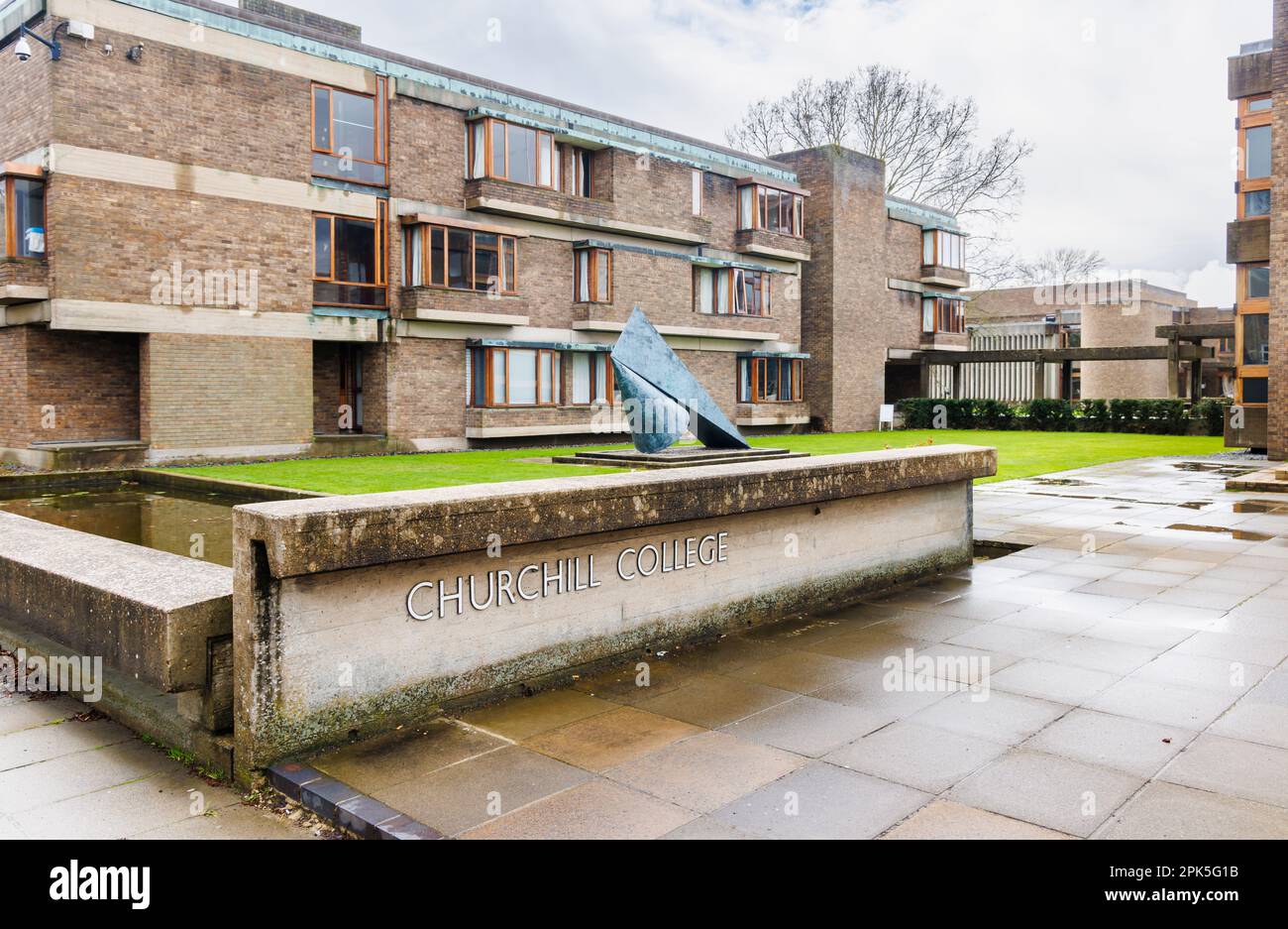 The name at the entrance to Churchill College, part of the University ...