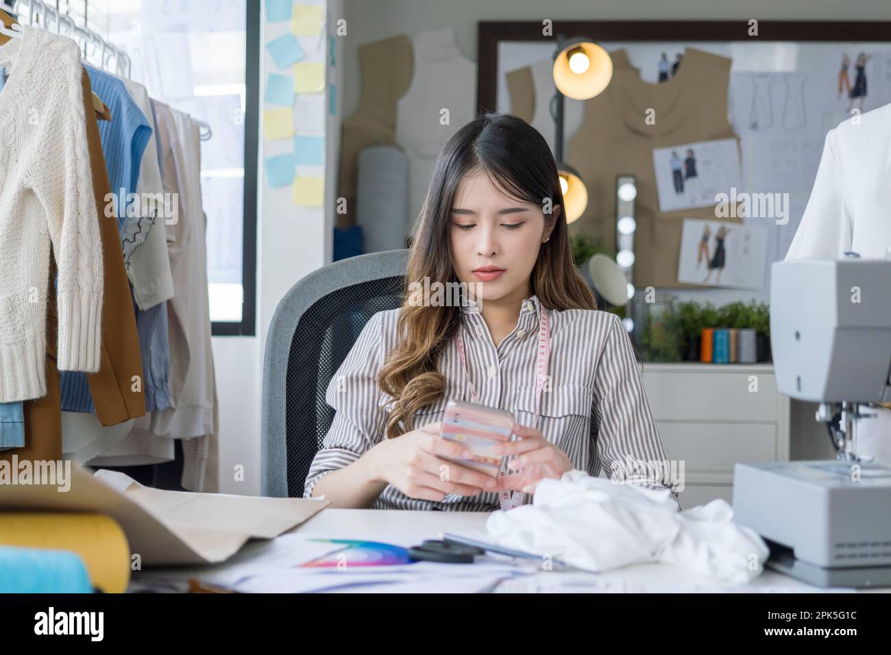 Female designer business owner, Tailoring business owner Stock Photo ...