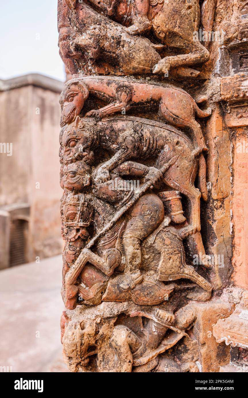Carvings at Lalji Temple in the Kalna Rajbari Complex of Hindu temples ...