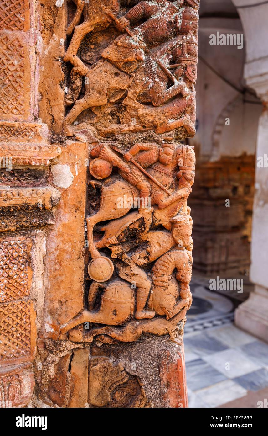 Carvings at Lalji Temple in the Kalna Rajbari Complex of Hindu temples ...