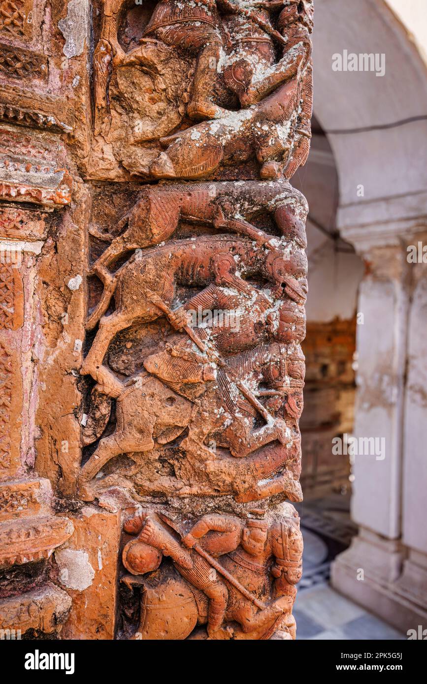 Carvings at Lalji Temple in the Kalna Rajbari Complex of Hindu temples ...