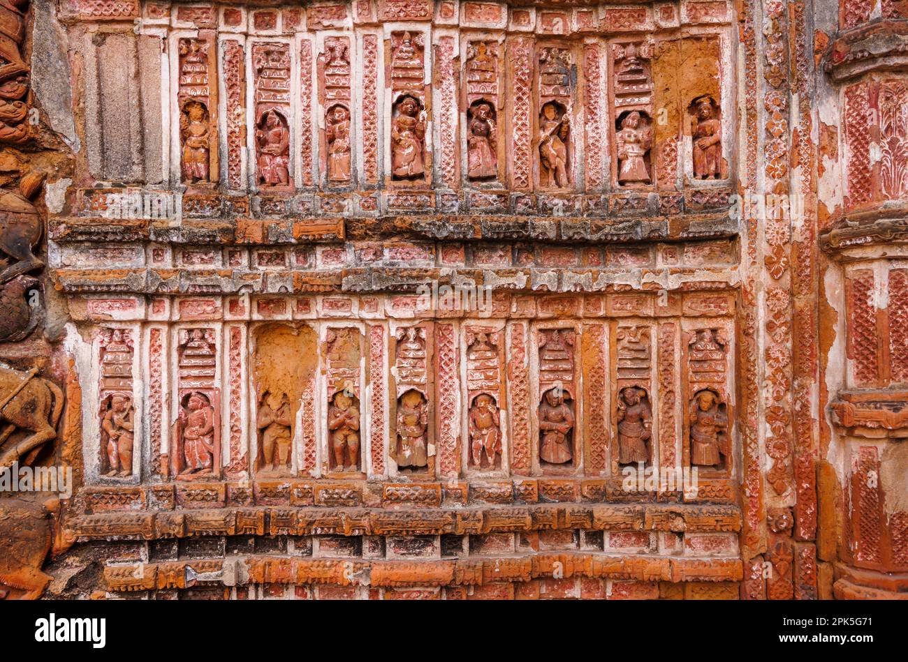 Carvings in panels at Lalji Temple in the Kalna Rajbari Complex of ...