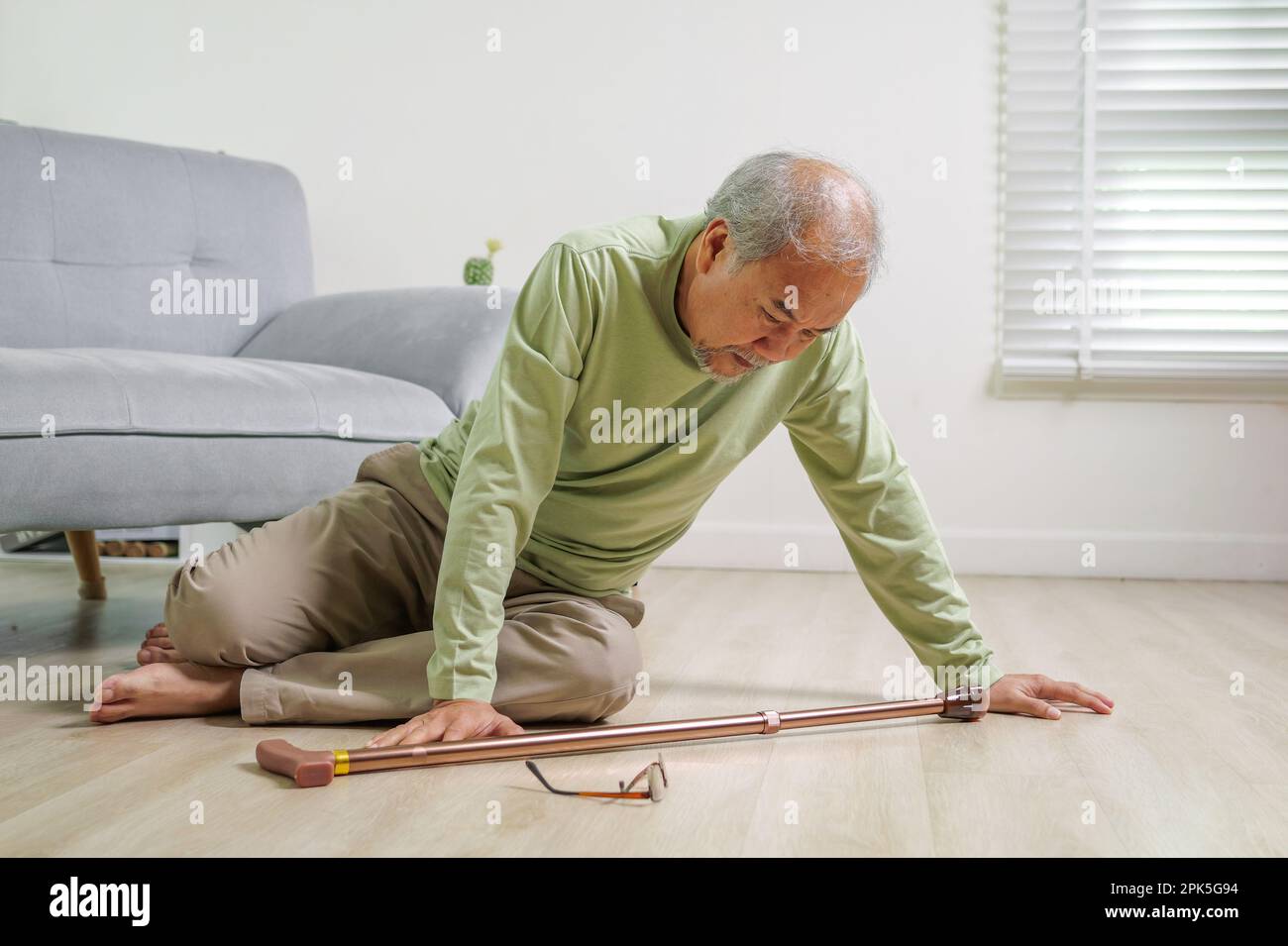 Elderly people accident slip and fall, Accident of senior slip and fall to floor Stock Photo - Alamy