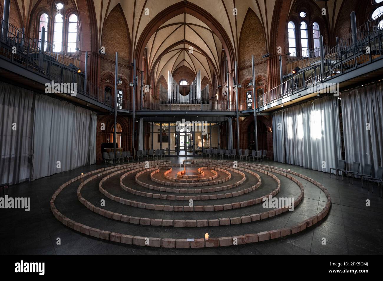 Berlin, Germany. 05th Apr, 2023. View of the walkable floor labyrinth ...
