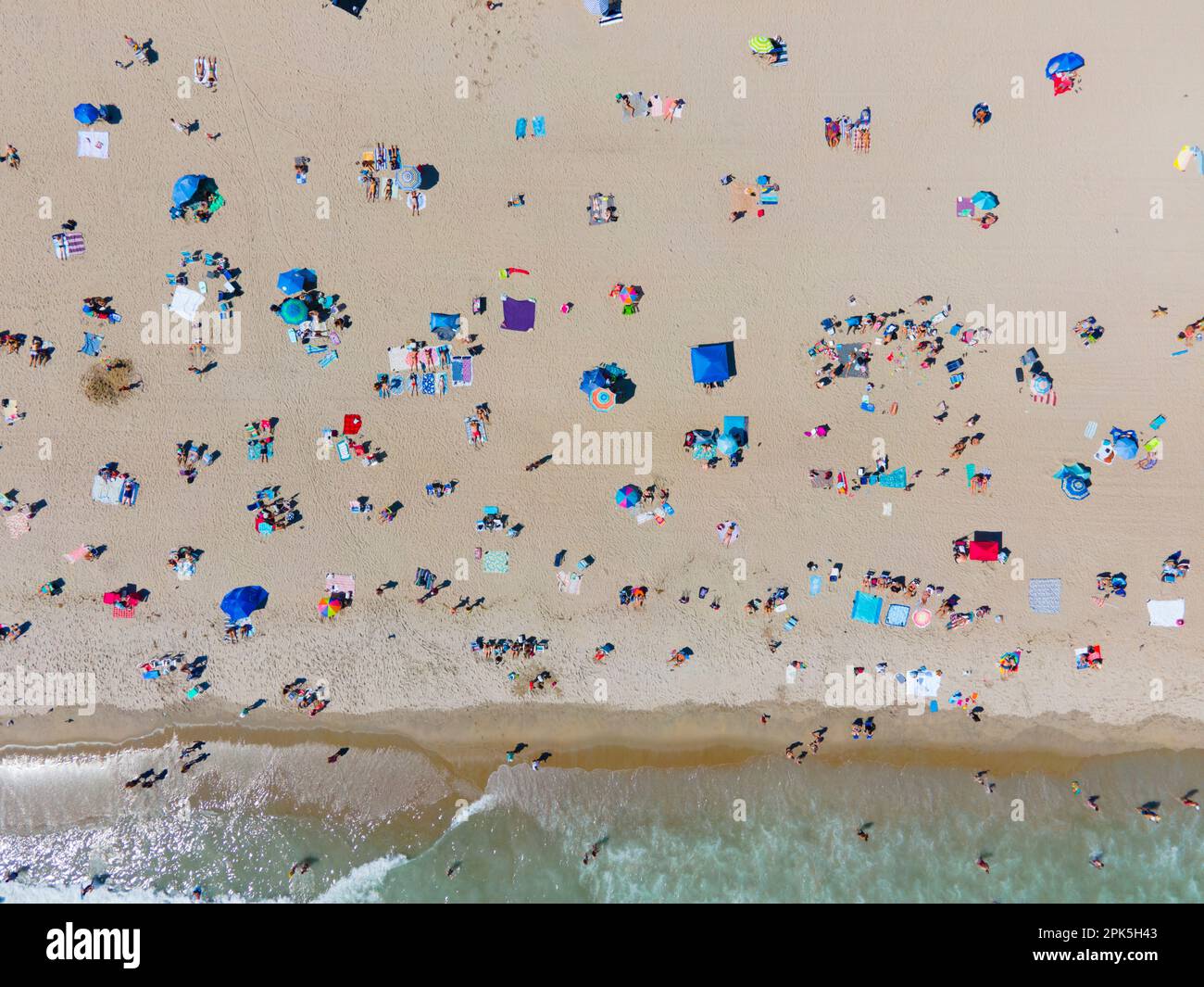 Hampton Beach aerial view including historic waterfront buildings on ...