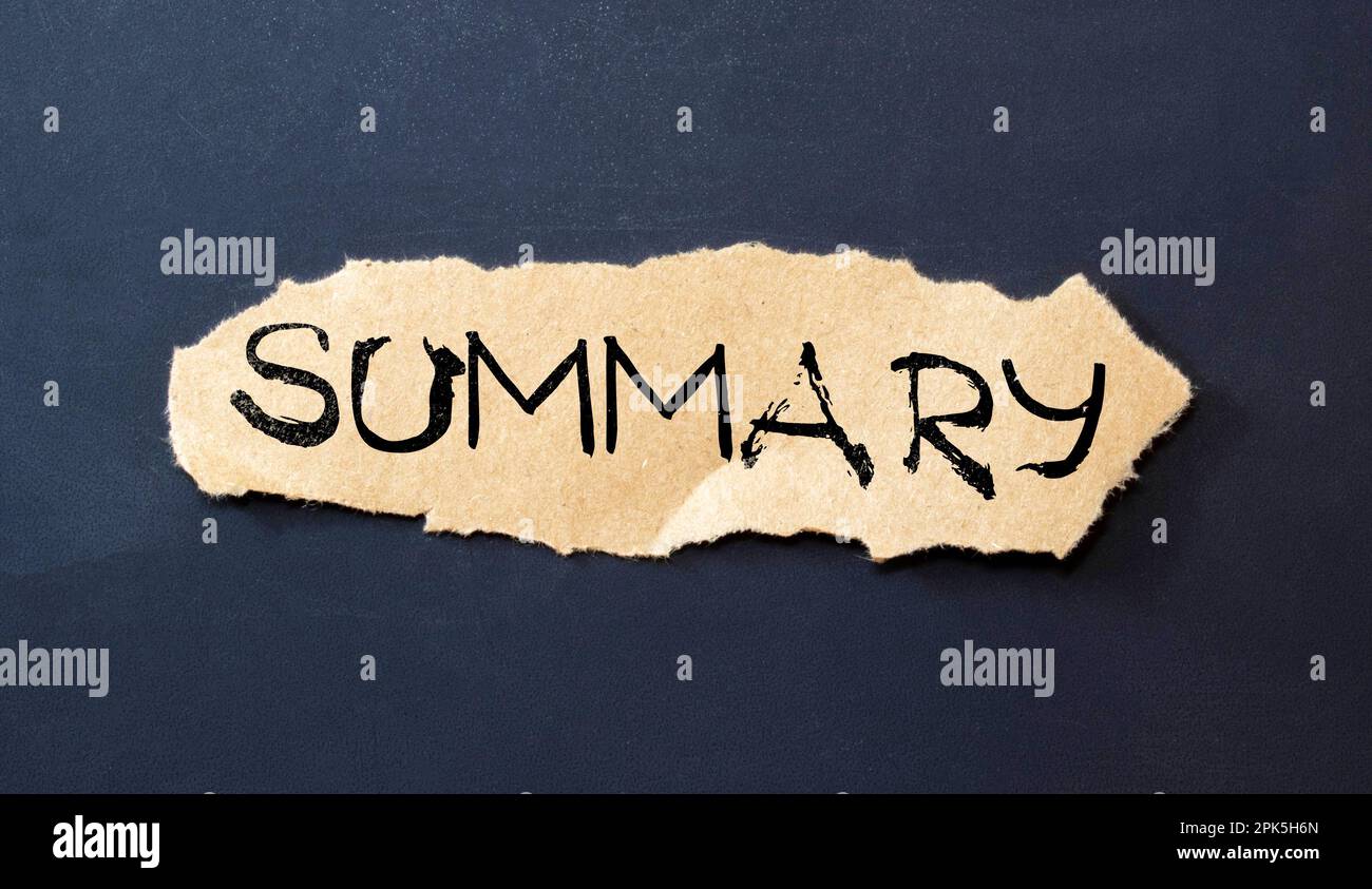 The word Summary appearing behind torn brown paper Stock Photo - Alamy