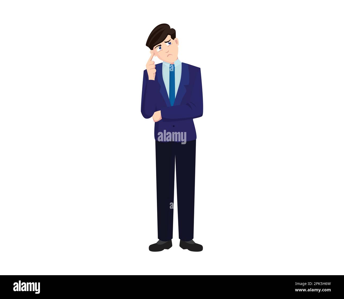 Business Man with Thinking or Wondering Gesture visualized with Simple ...