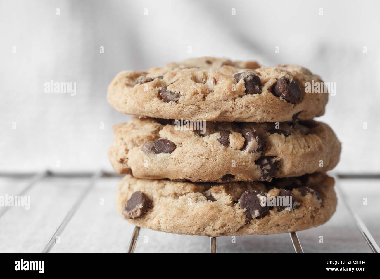 Stacked chocolate chip cookies with copy space Stock Photo - Alamy