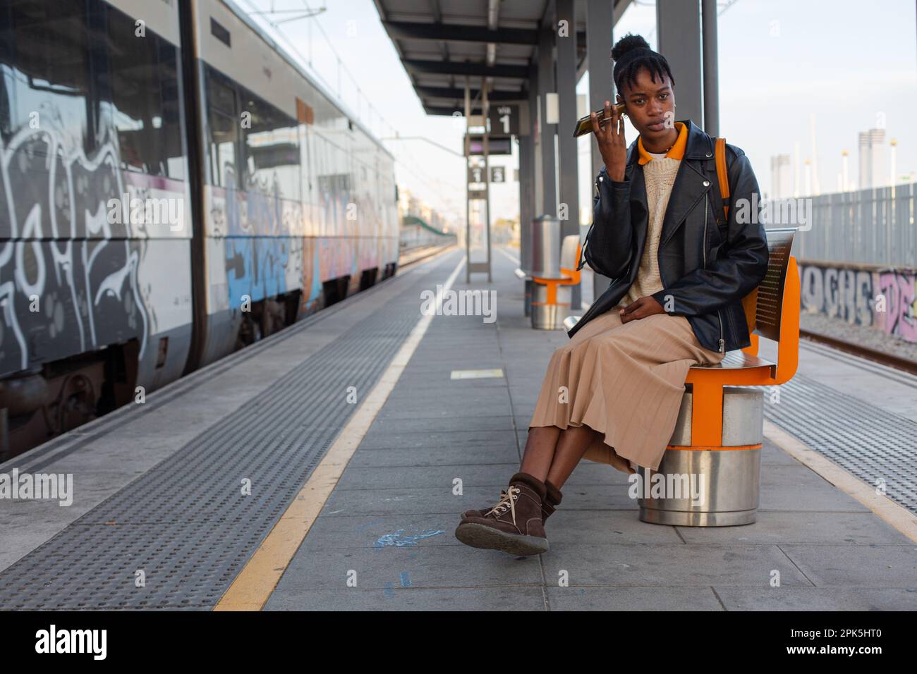 African girl train station Stock Photo - Alamy