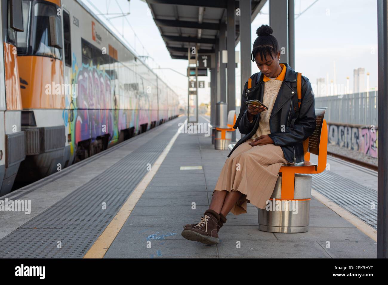 African girl train station Stock Photo - Alamy