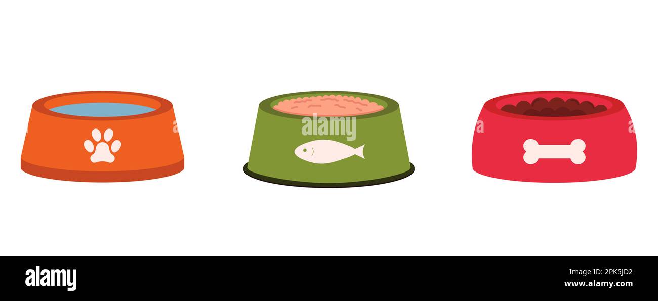 Colorful Pet Bowls. Vector Flat Illustration Stock Vector Image & Art ...