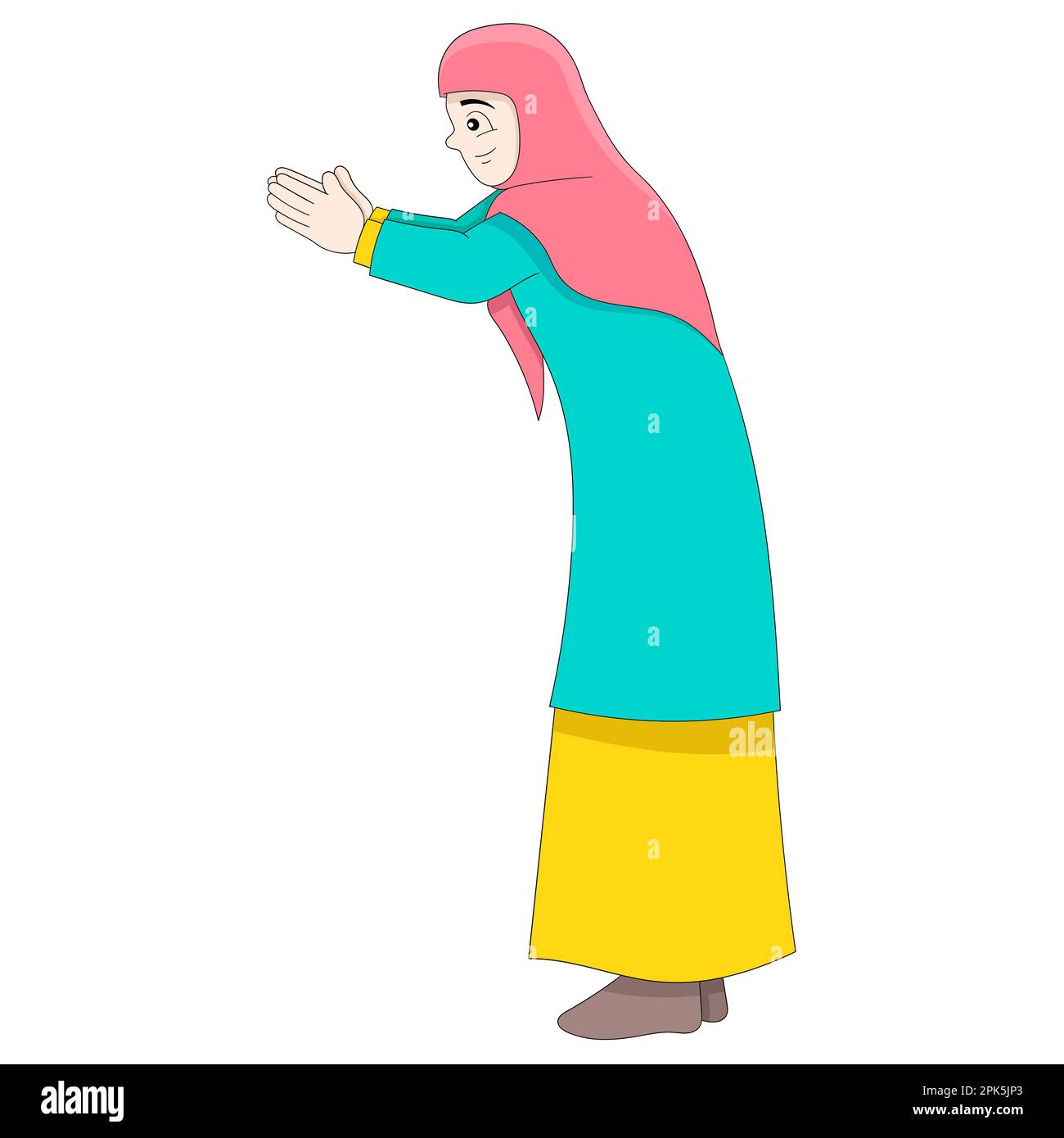Islamic woman showing the gesture of shaking hands with the month of ...