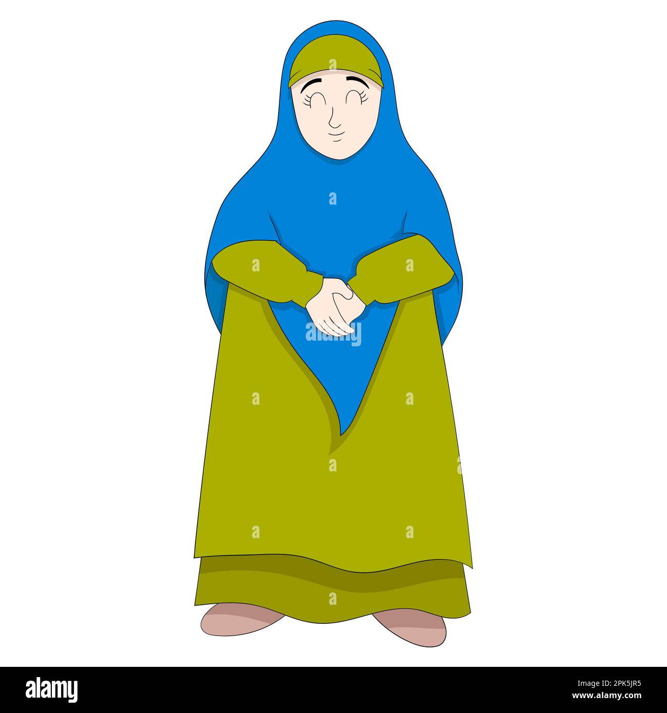 Islamic mother with a friendly face greets. vector design illustration ...