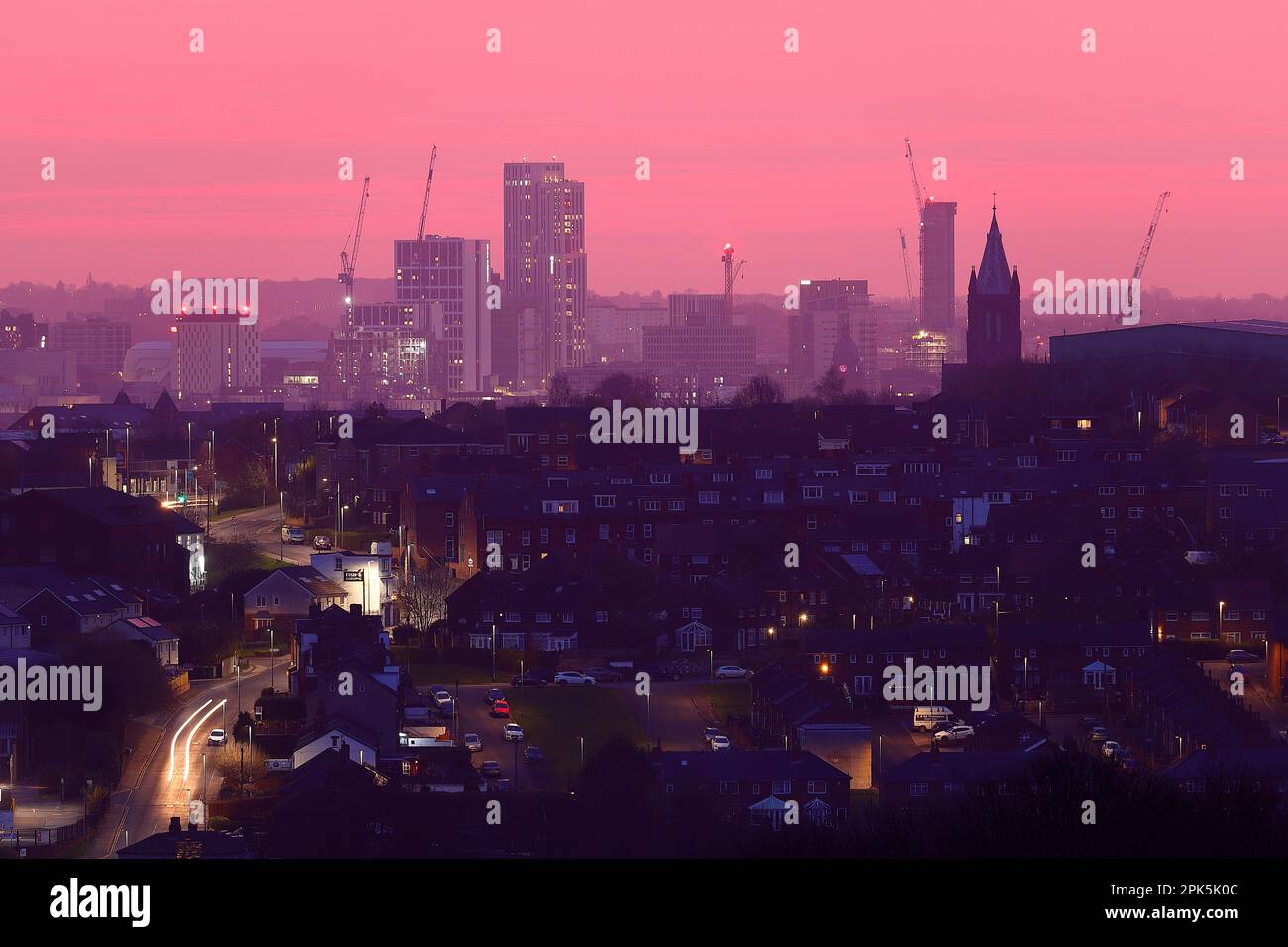 A view of Leeds City Skyline at sunrise Stock Photo - Alamy
