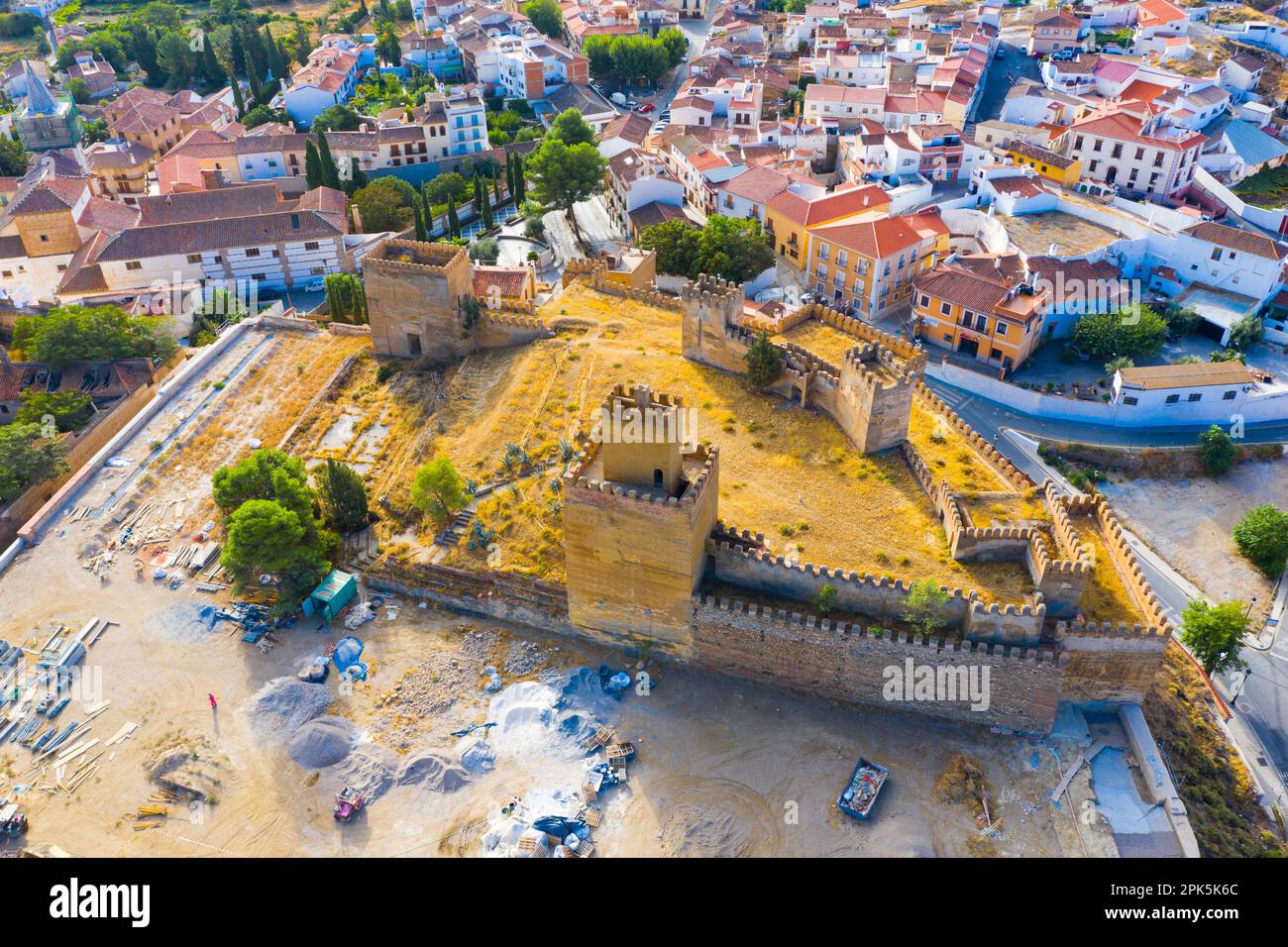 Aerial view of Guadix city and Alcazaba fortness in Spain Stock Photo ...