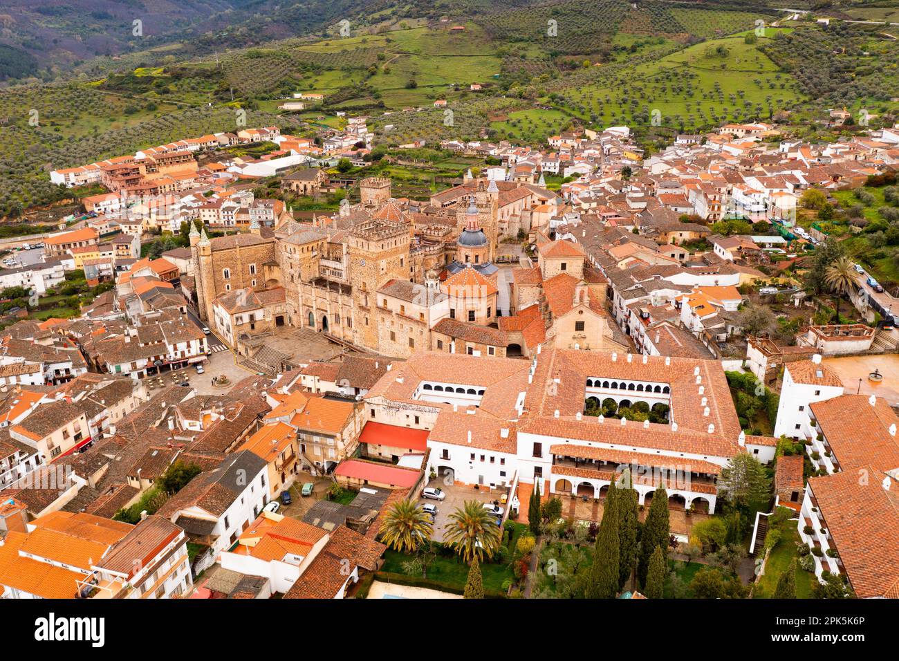 Bird's eye view of monastery in Guadalupe, Spain Stock Photo - Alamy