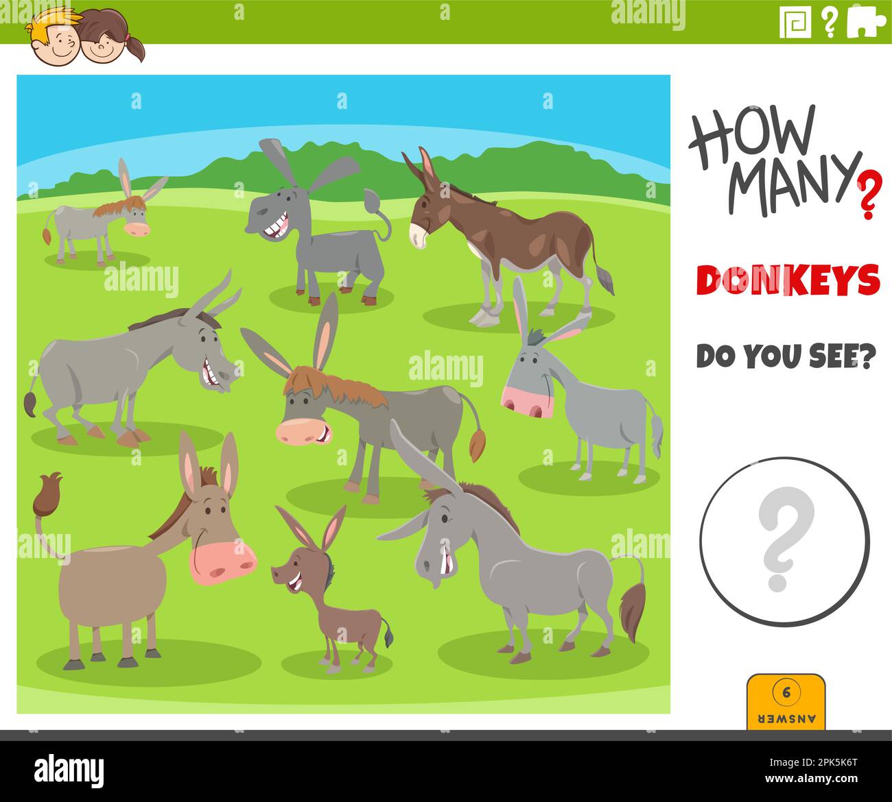 Illustration of educational counting game for children with cartoon ...