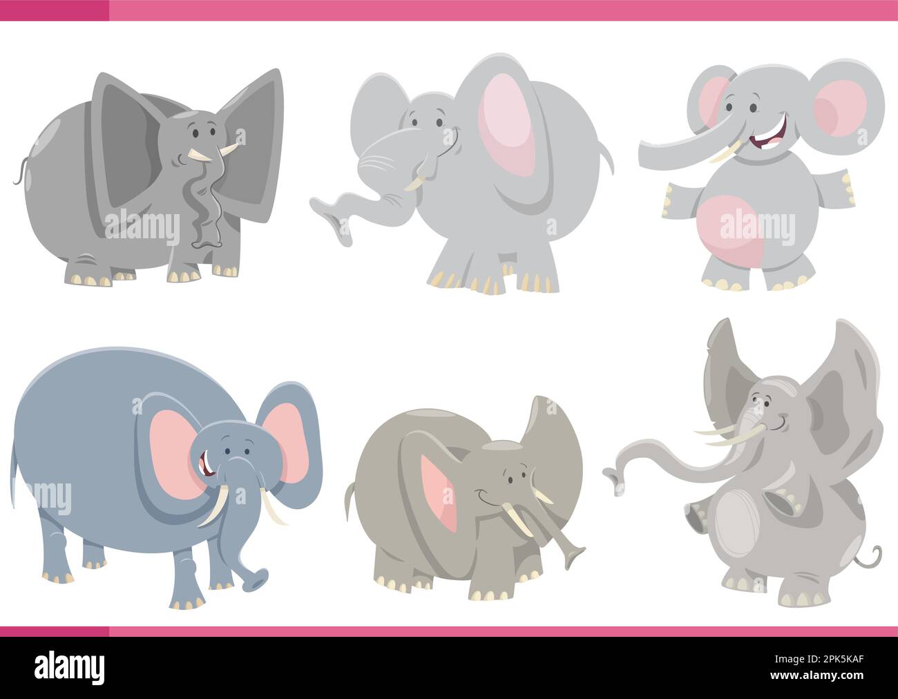 Cartoon illustration of funny elephants wild animals comic characters ...