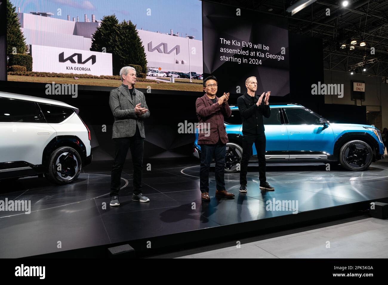 Russell Wager, Sean Yoon, Kurt Kahl of KIA pose during press day at New ...