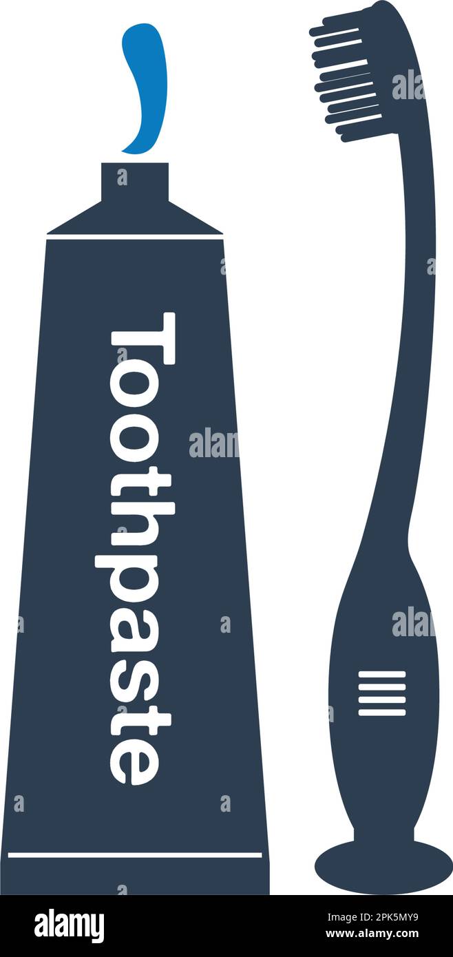 Baby Toothbrush with Toothpaste and tube icon. Flat style vector EPS ...