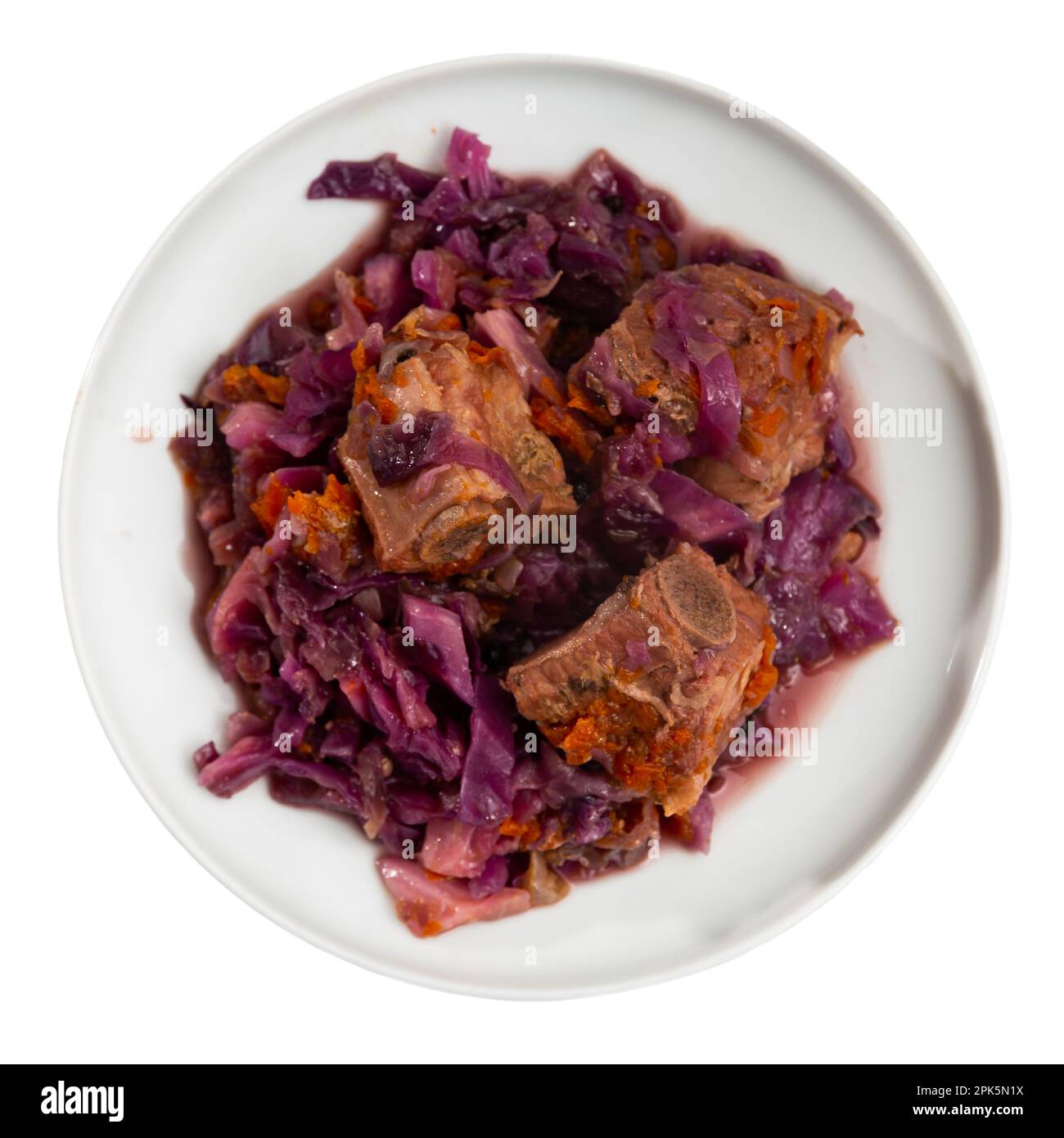 Baked pork ribs with vegetable garnish of braised red cabbage Stock ...