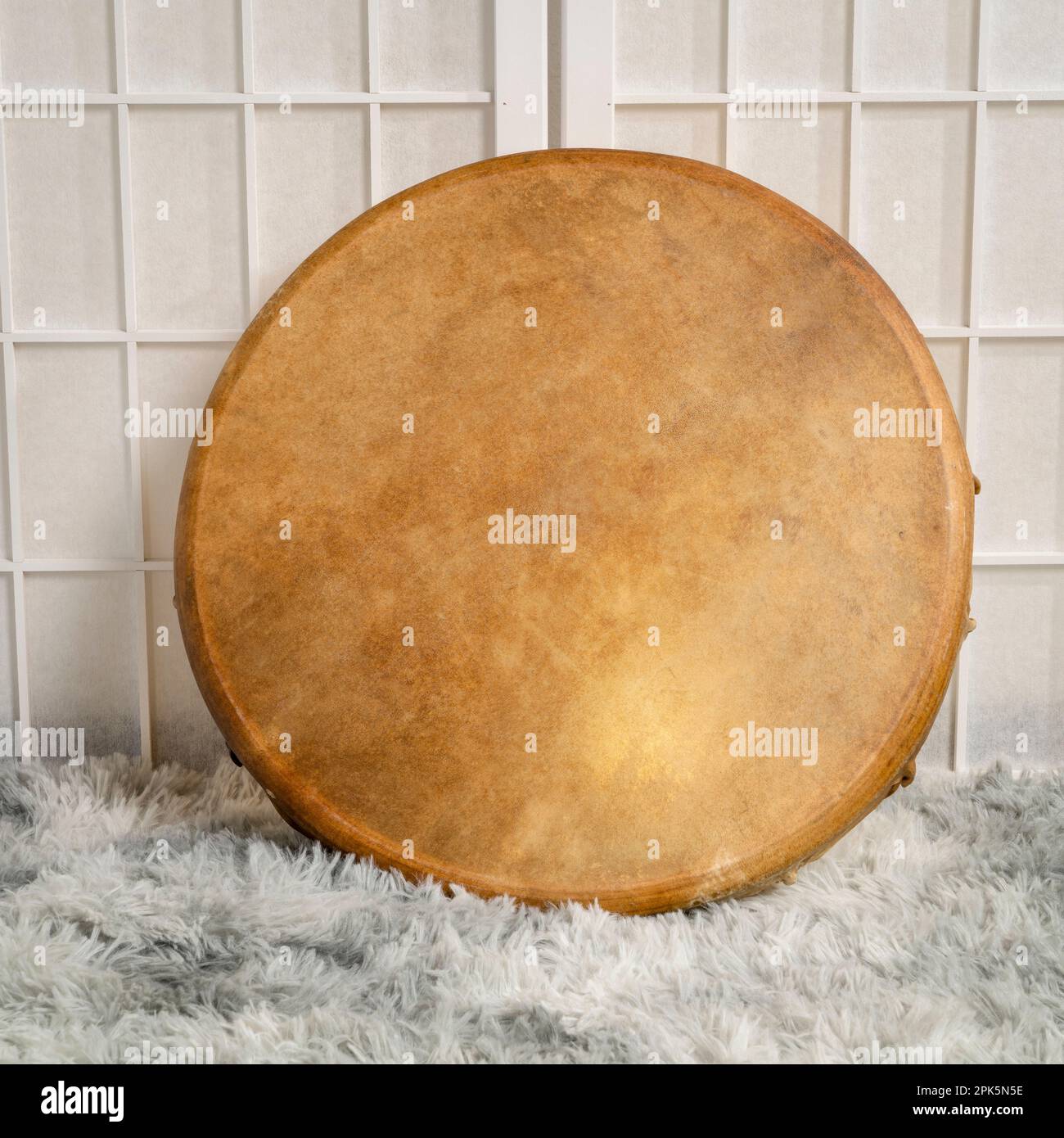 handmade, native American style, shaman frame drum covered by goat skin ...