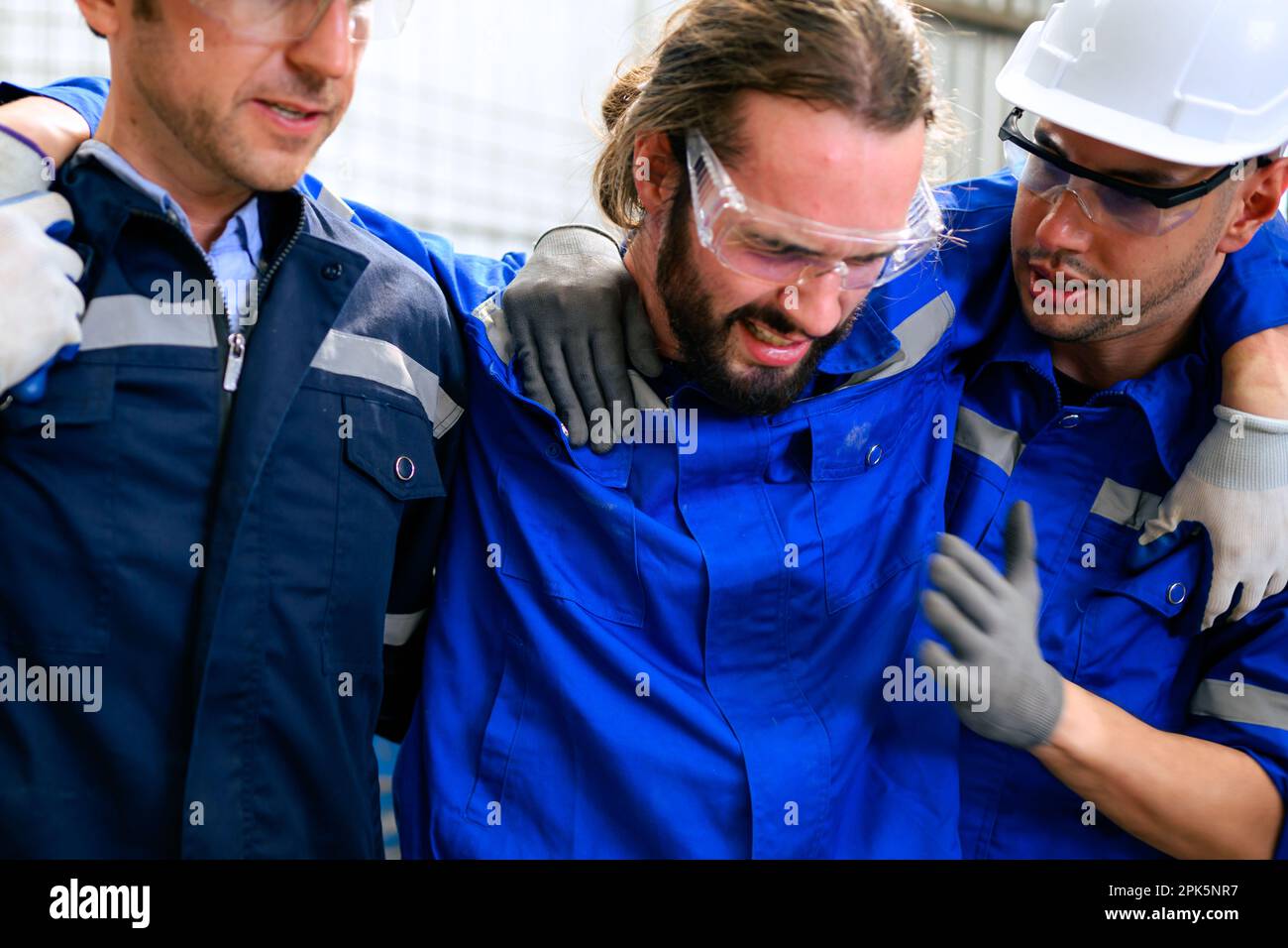 Engineer worker with accident at factory, People with injury Stock ...