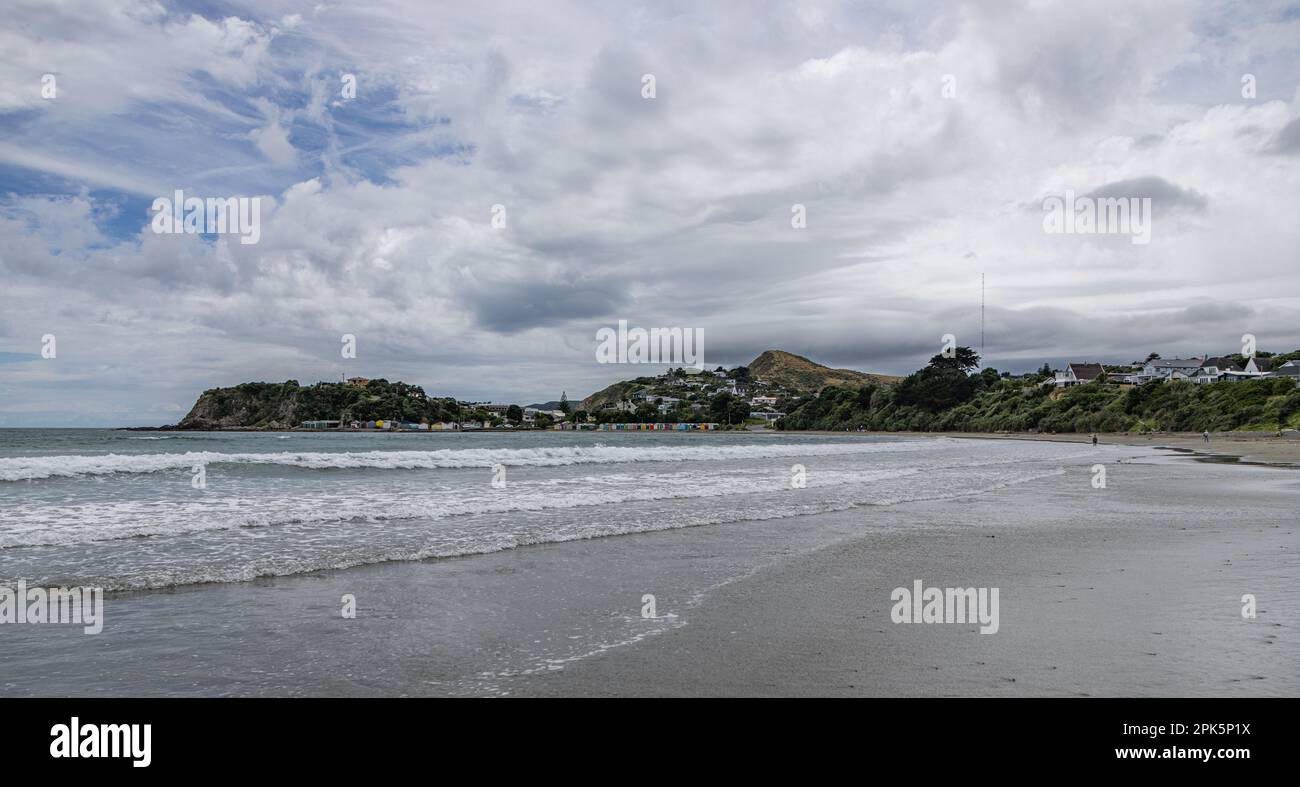 Landscape view of Titahi Bay Beach, Porirua, New Zealand Stock Photo ...