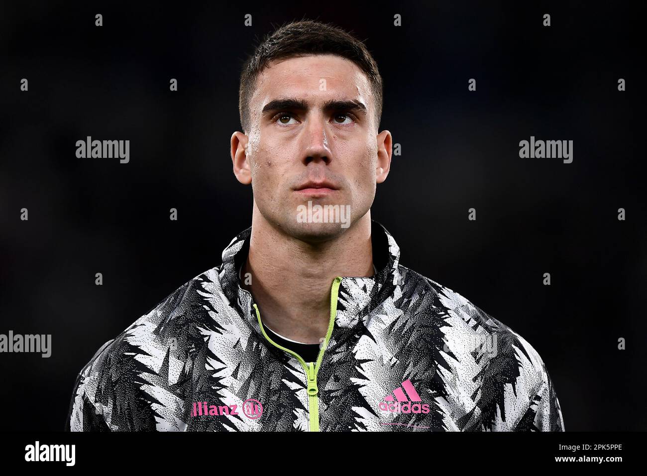 Turin, Italy. 04 April 2023. Dusan Vlahovic of Juventus FC looks on ...