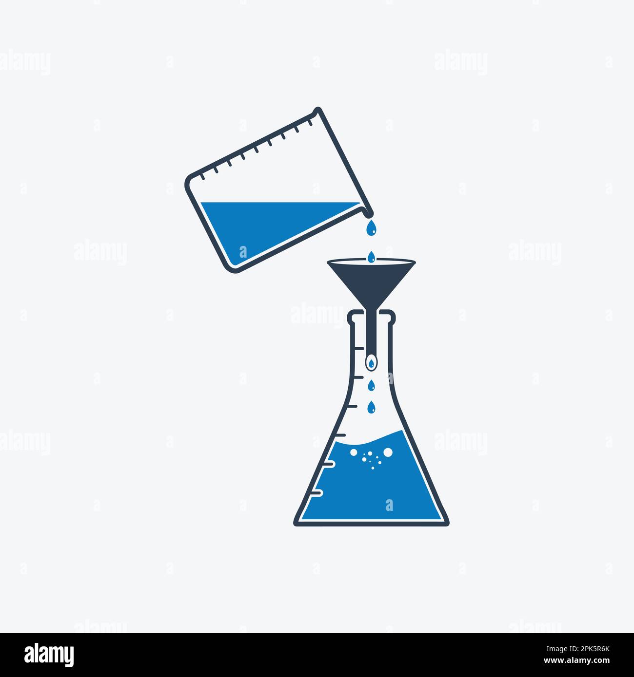 Chemical Reaction Icon with Flask, Beaker and panel sign. Editable ...
