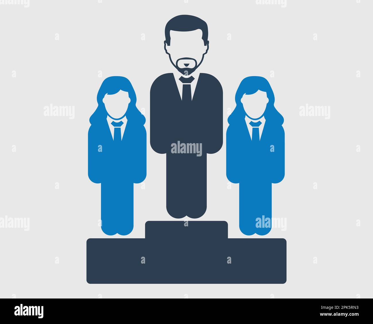 Business success icon. Male and female symbol standing on podium. Flat ...