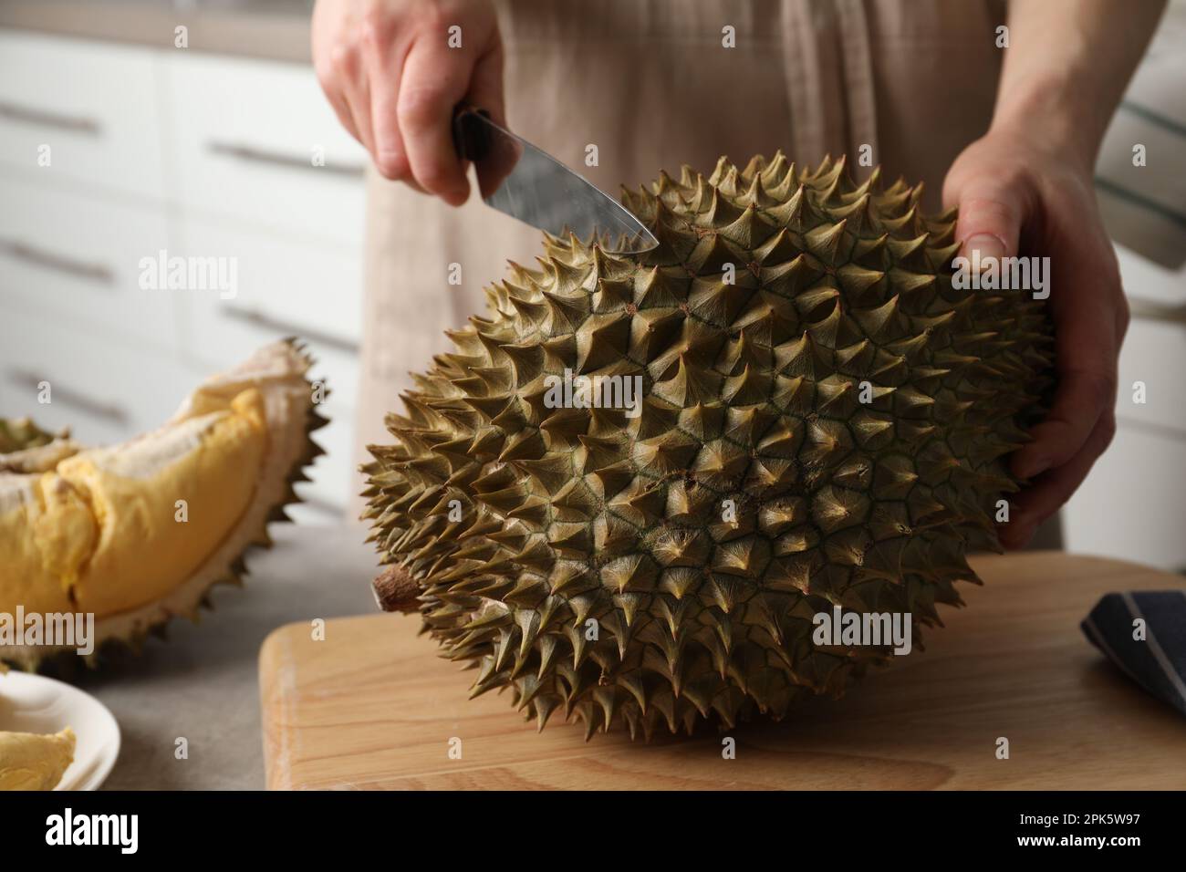 Cutting durian hi-res stock photography and images - Alamy
