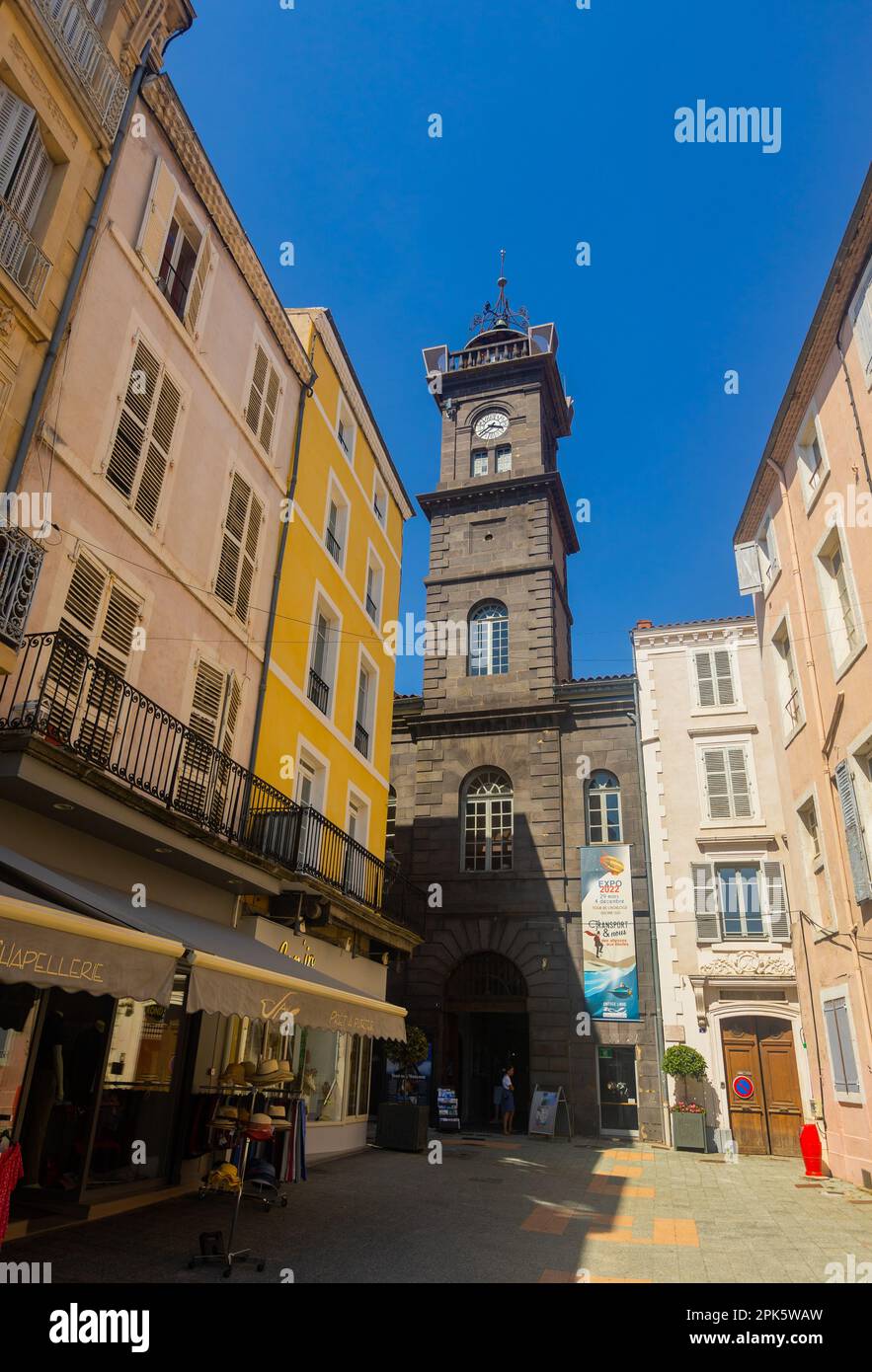 View on facades and the clock tower from the Place de la Republique in ...