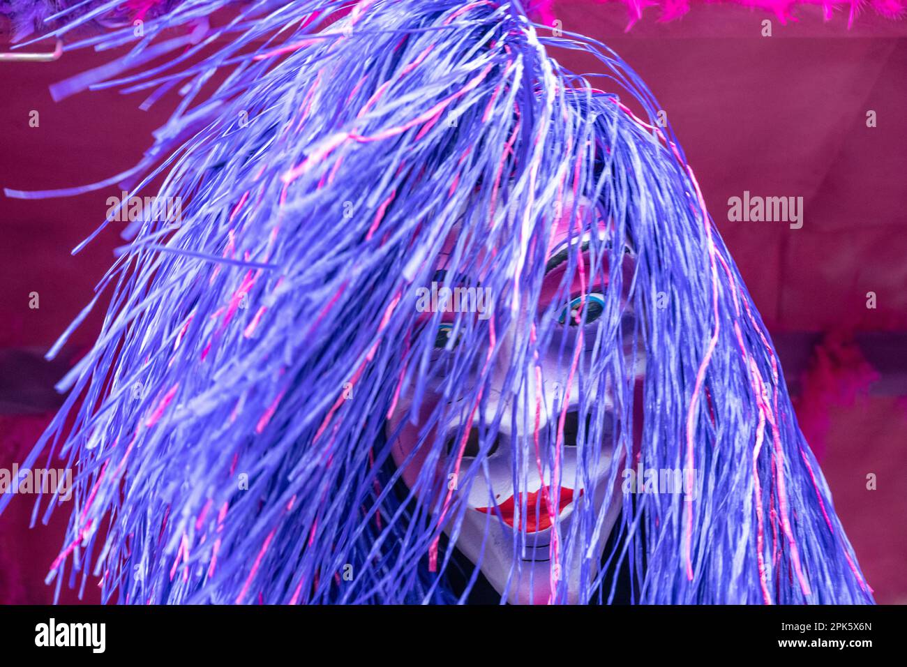 purple hair mask at the Basel Fasnacht parade in Switzerland Stock ...