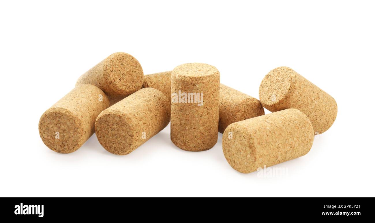 Pile of wine corks on white background. Bottle cap Stock Photo - Alamy