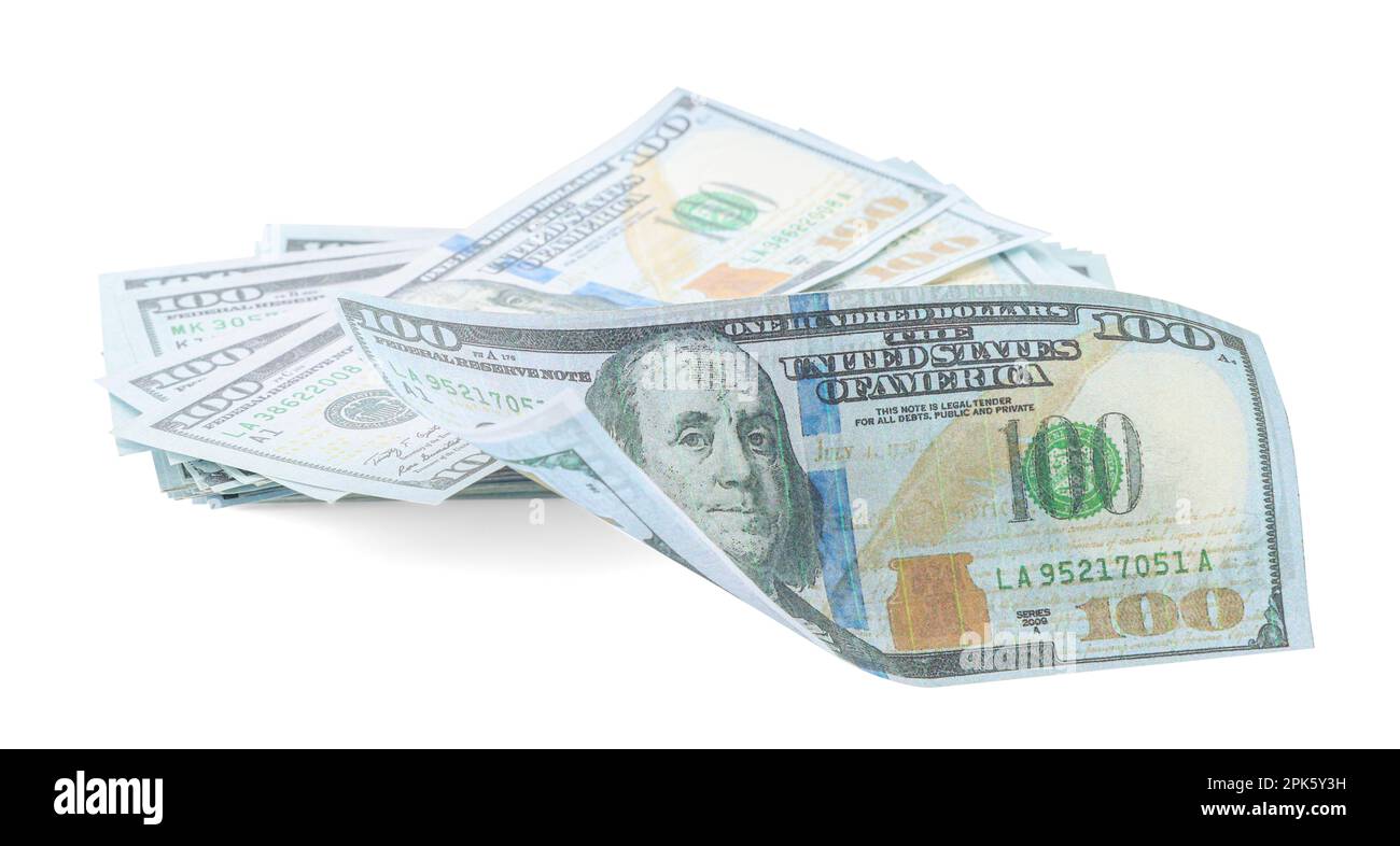 Dollar banknotes isolated on white. American national currency Stock ...