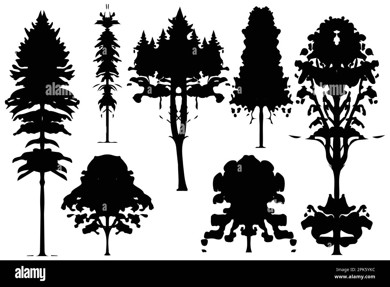 trees and forest silhouettes set isolated vector illustration Stock ...